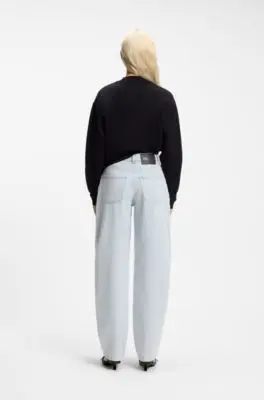 Hugo High-rise Barrel-leg Jeans In Soft Cotton