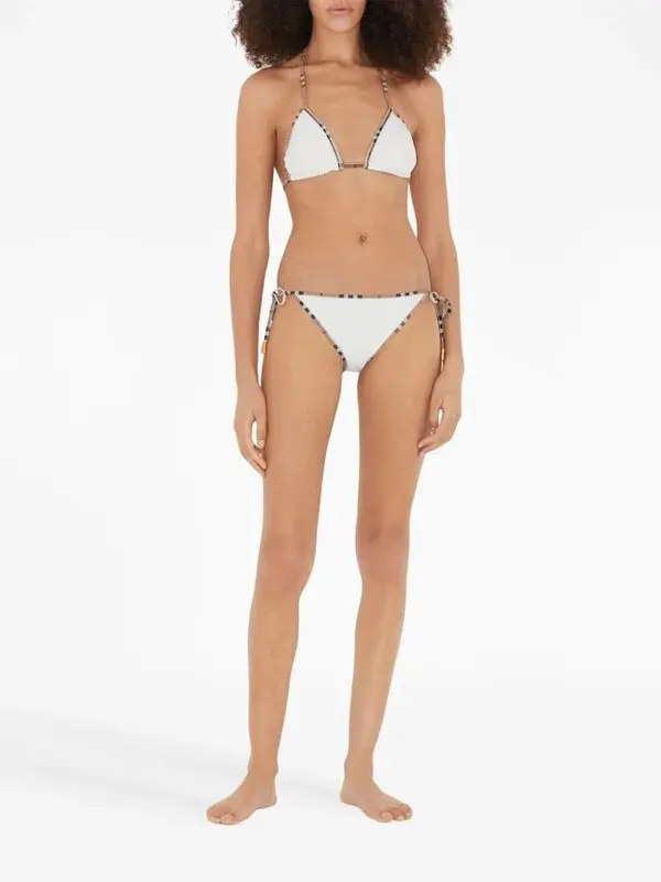 Burberry Triangle Bikini With Checked Trim - Multicolor