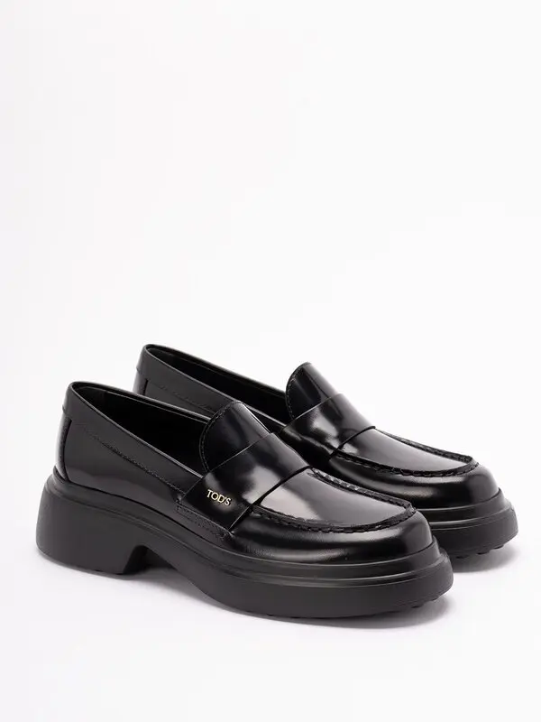 TOD'S Leather Loafers With 4cm Heel - Multicolor