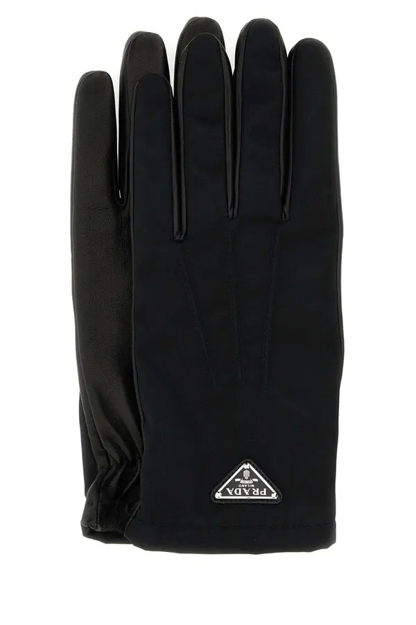 Prada Nylon And Nappa Leather Gloves - Black