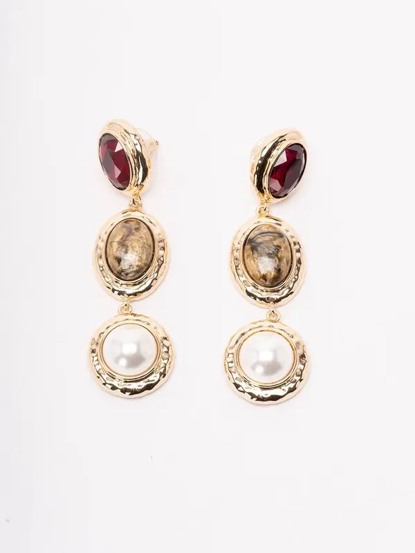 SELF-PORTRAIT Multi Tiered Stone And Pearl Earrings