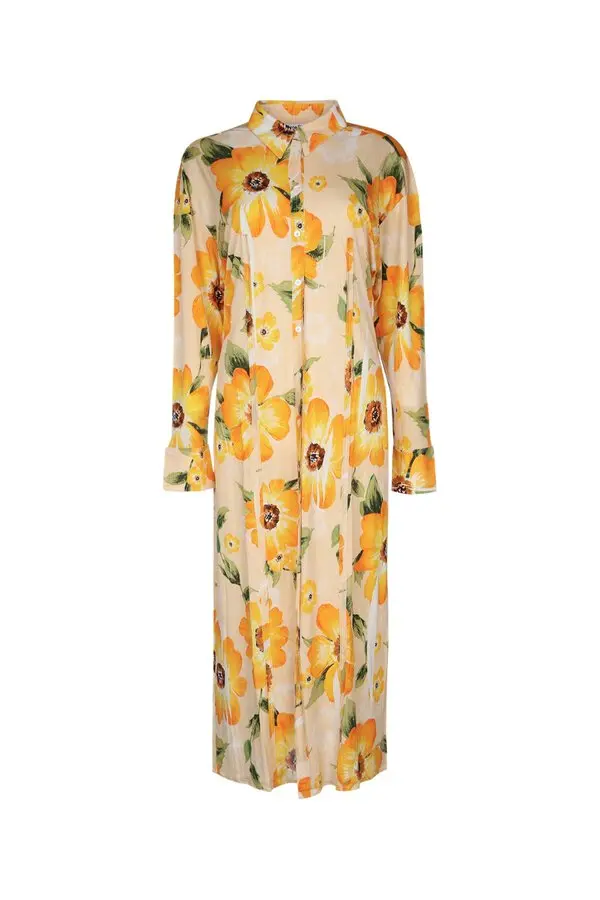 Acne Studios Floral Print Viscose Shirt Dress - Multicolor