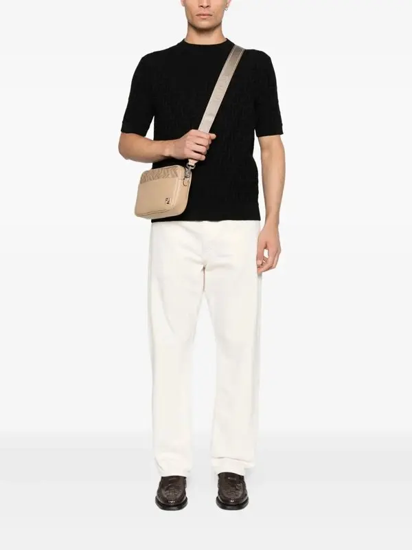 Fendi Short Sleeve Ff Logo Knit Sweater