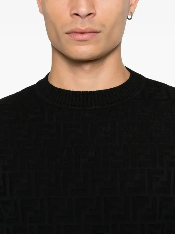 Fendi Short Sleeve Ff Logo Knit Sweater