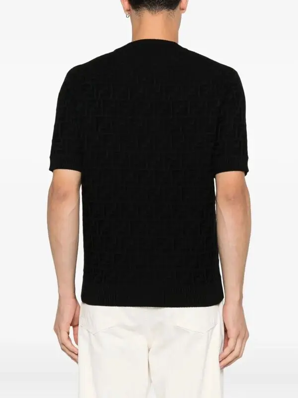 Fendi Short Sleeve Ff Logo Knit Sweater
