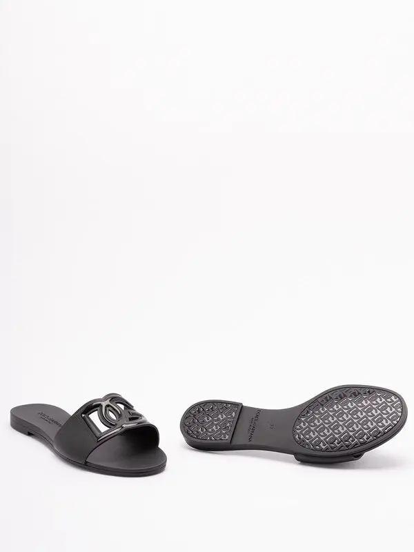 Dolce & Gabbana Rubber Embossed Logo Slide Sandals