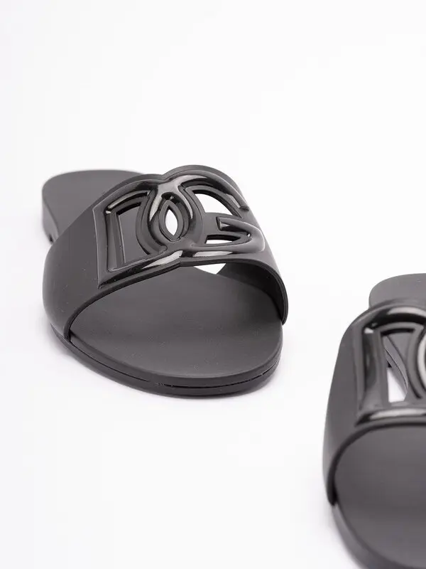 Dolce & Gabbana Rubber Embossed Logo Slide Sandals