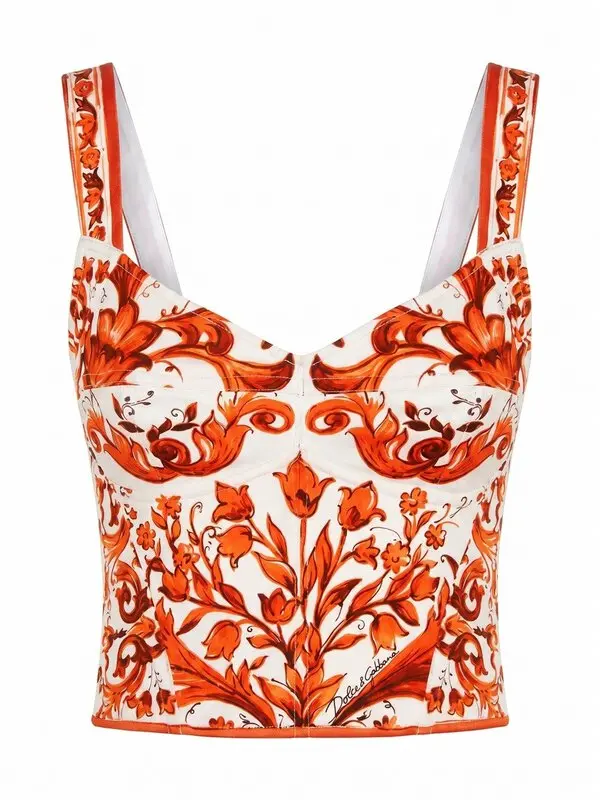 Dolce & Gabbana Maiolica-print Bustier - Multicolor