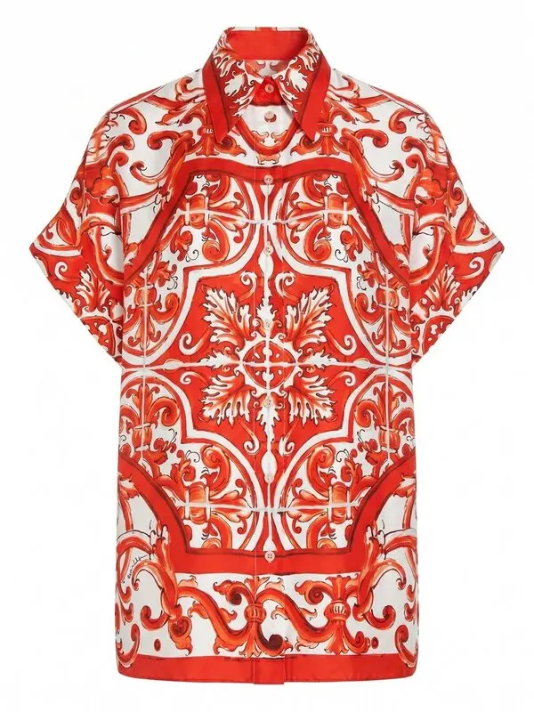 Dolce & Gabbana Maiolica Print Silk Shirt - Multicolor
