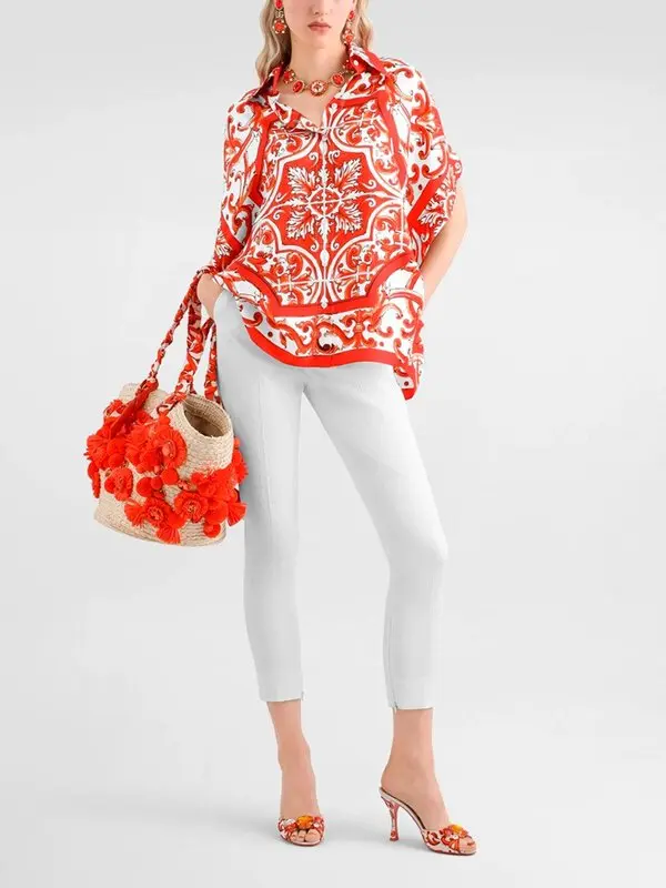 Dolce & Gabbana Maiolica Print Silk Shirt
