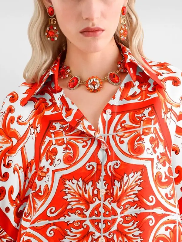 Dolce & Gabbana Maiolica Print Silk Shirt