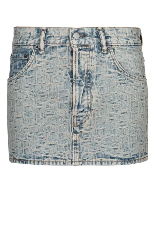 Acne Studios Embossed Cotton Denim Skirt - Multicolor