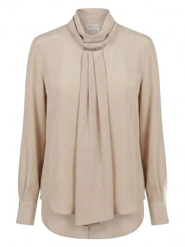 Brunello Cucinelli Silk Crêpe De Chine Blouse With Monili Thread Detail - Multicolor