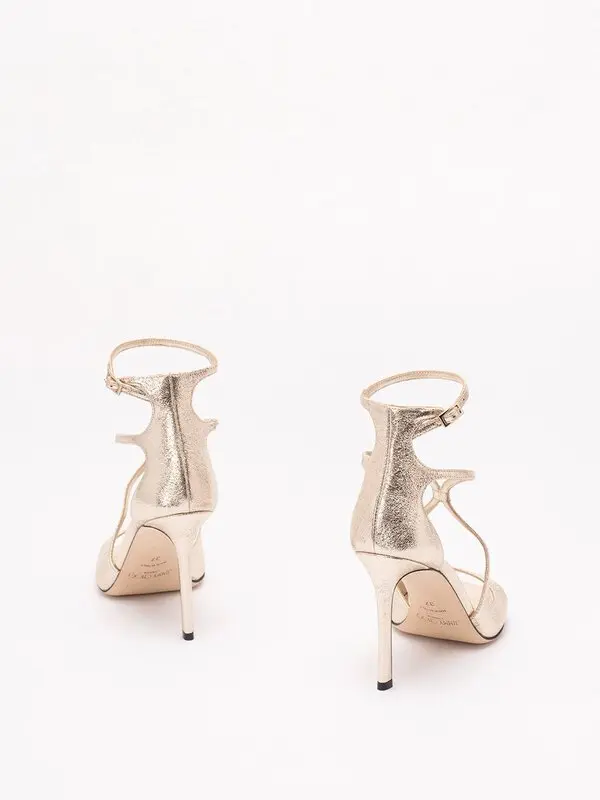 JIMMY CHOO Azia 95 Metallic Leather Sandals - Multicolor