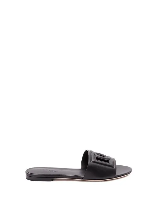 Dolce & Gabbana Leather Sliders With Dg Logo - Multicolor