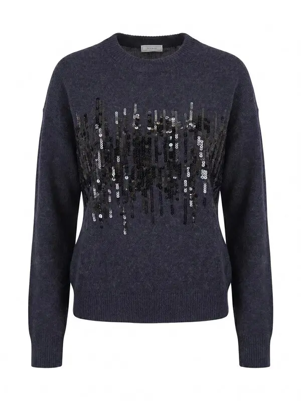 Peserico Round Neck Sweater With Sequin Embellishment - Multicolor