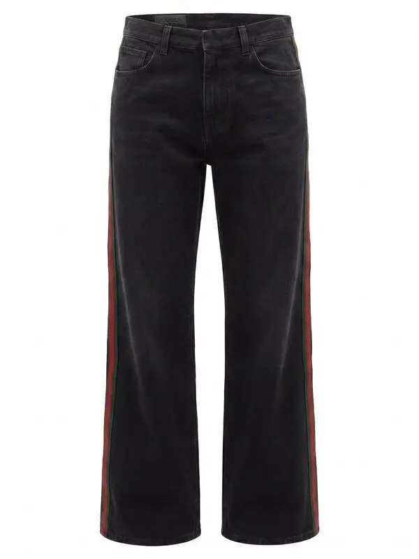 Gucci Straight Leg Jeans With Side Stripe - Multicolor