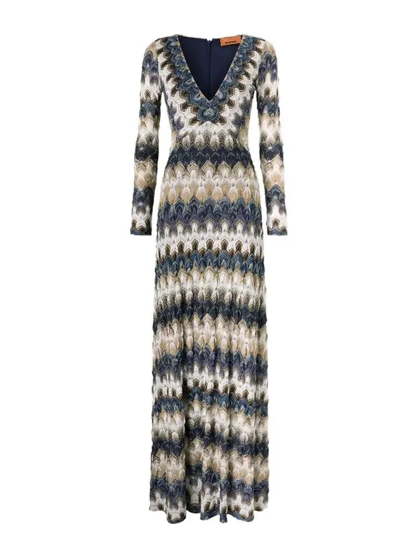 Missoni Long One-shoulder Striped Dress - Multicolor