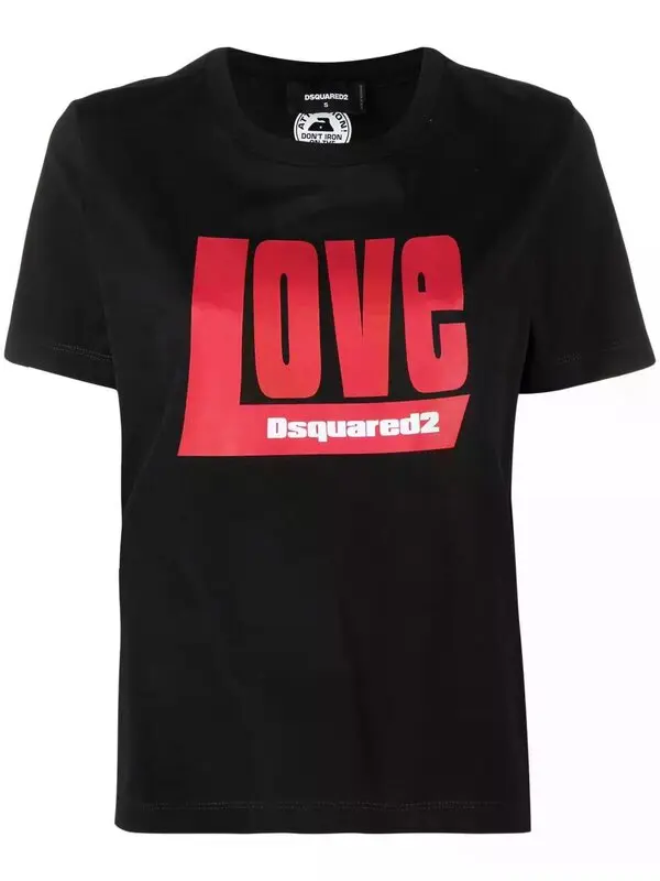 Dsquared2 Cotton T-shirt With Love Motif - Black