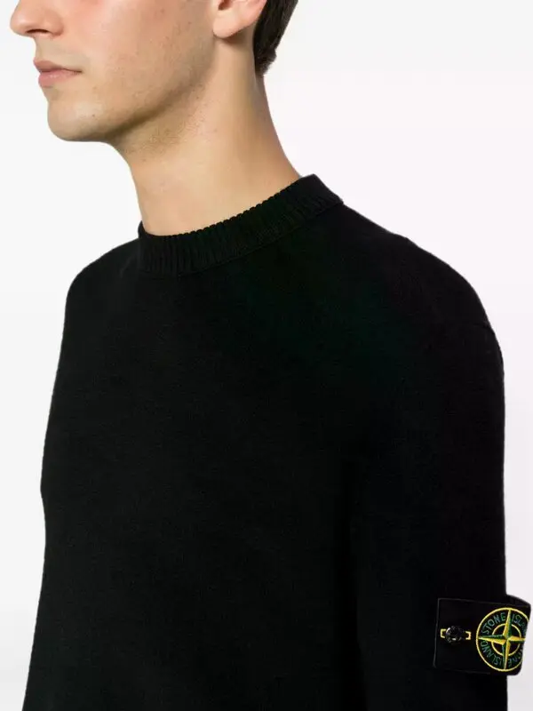 Stone Island Logo Patch Ribbed-trim Sweater