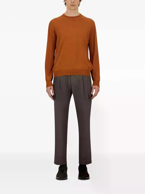 Herno Melange Effect Pleated Cargo Trousers