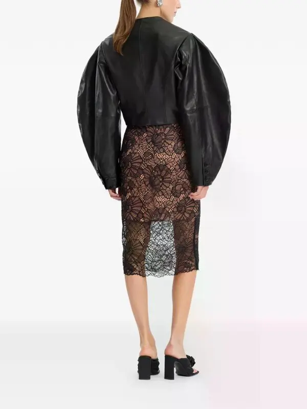 ROTATE BY BIRGER CHRISTENSEN Leather Puff Sleeve Jacket