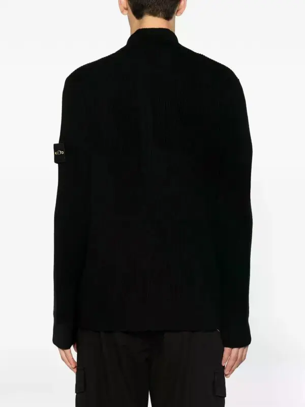 Stone Island Ribbed Knit High Neck Sweater