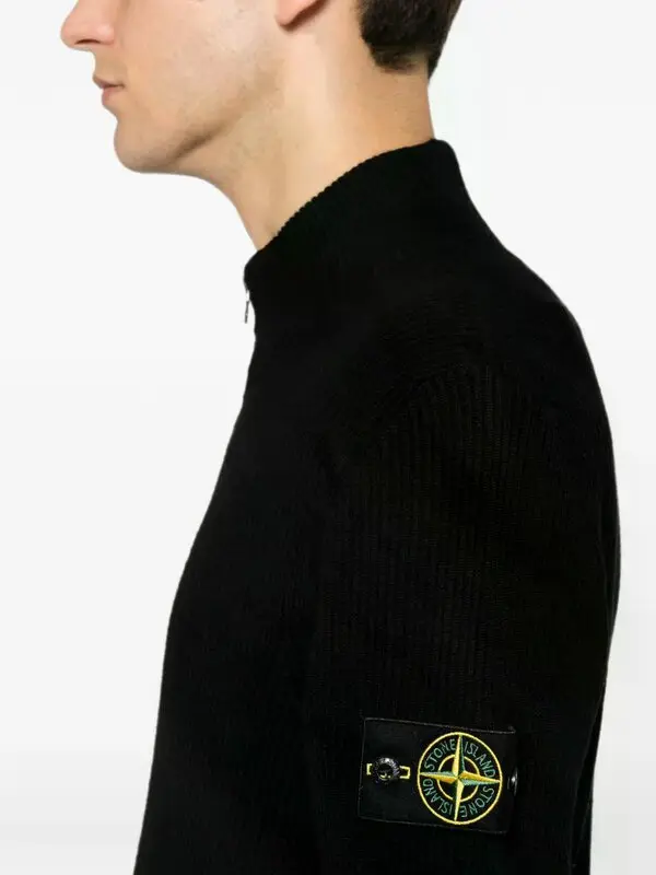 Stone Island Ribbed Knit High Neck Sweater