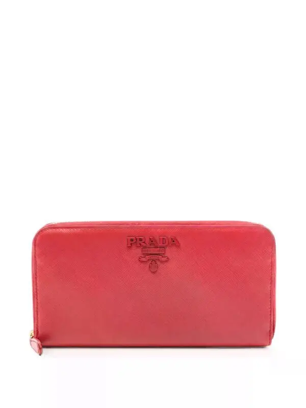 Prada 2000s Zip Leather Wallet - Red