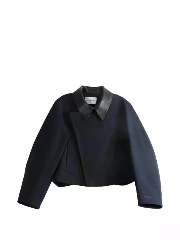 Givenchy Cropped Leather-collar Asymmetric Jacket