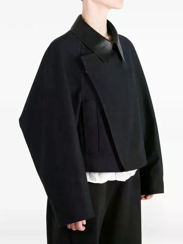 Givenchy Cropped Leather-collar Asymmetric Jacket