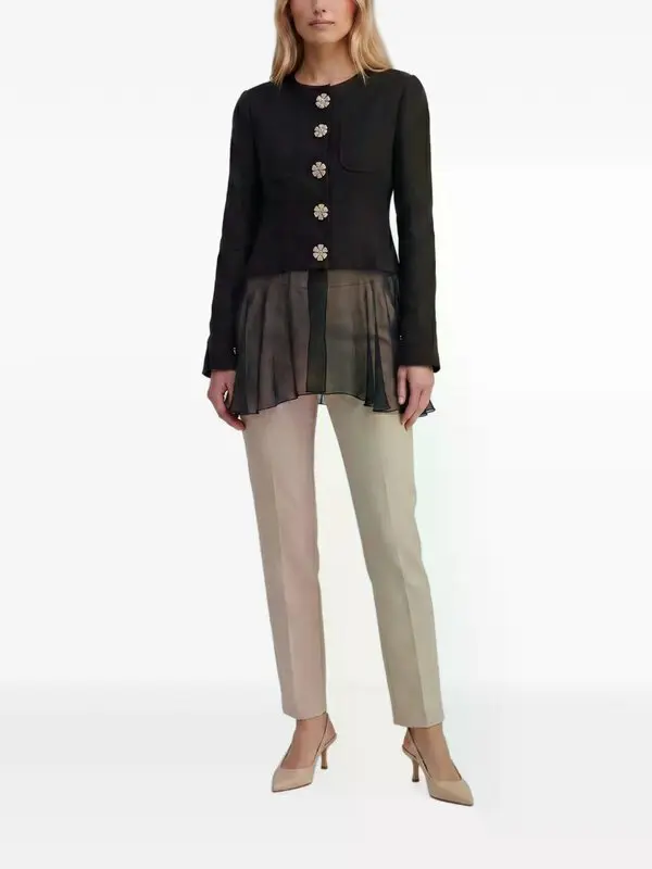 Karl Lagerfeld Embellished Flower-button Sheer-hem Jacket