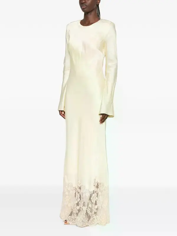 SELF-PORTRAIT Lace-trim Long-sleeve Maxi Dress