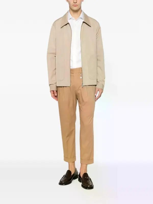 MANUEL RITZ Pleated Turn-up Trousers With Star Detail - Neutrals