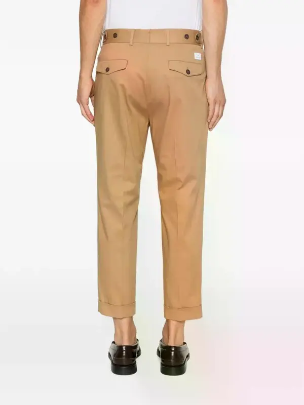 MANUEL RITZ Pleated Turn-up Trousers With Star Detail - Neutrals