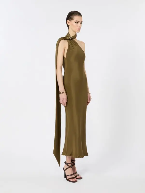 Max Mara Silk Crepe De Chine One-shoulder Dress