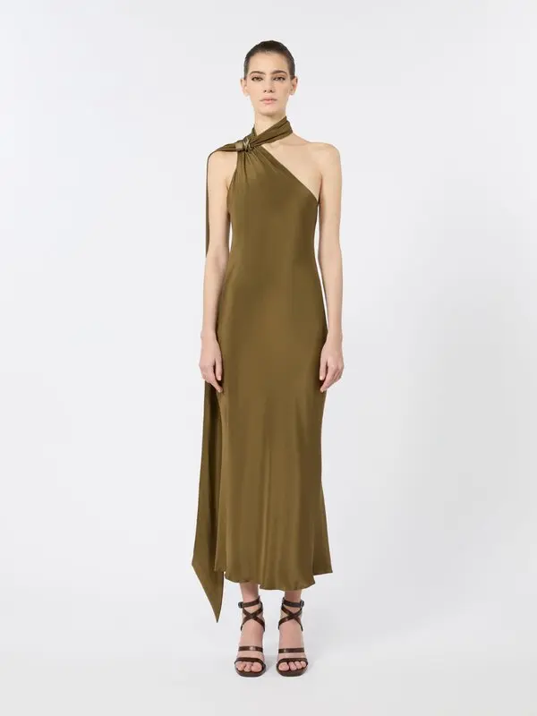 Max Mara Silk Crepe De Chine One-shoulder Dress