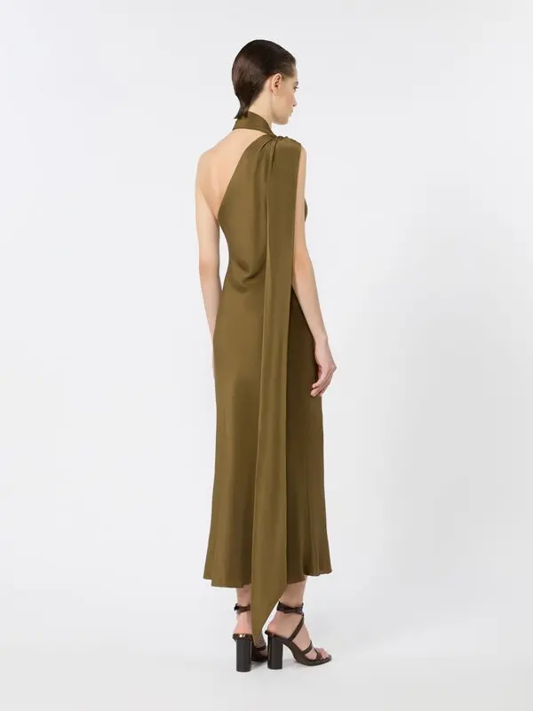 Max Mara Silk Crepe De Chine One-shoulder Dress