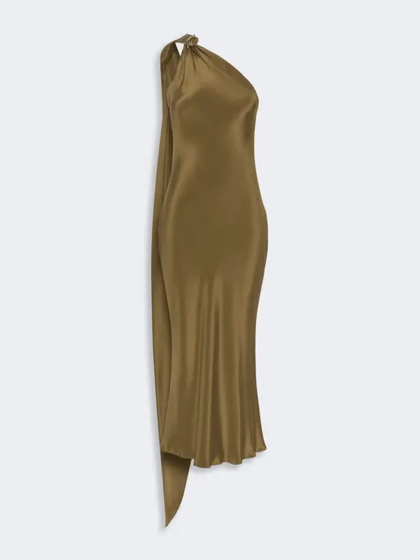 Max Mara Silk Crepe De Chine One-shoulder Dress