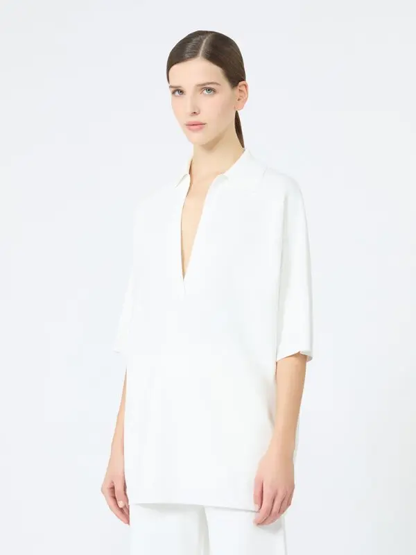 Max Mara Long Viscose Crepe Polo Sweater