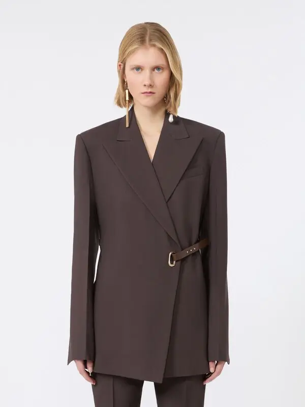 Max Mara Tailored Viscose Blazer With Leather Belt Detail