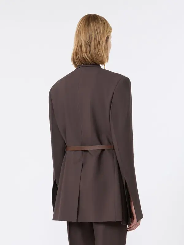 Max Mara Tailored Viscose Blazer With Leather Belt Detail
