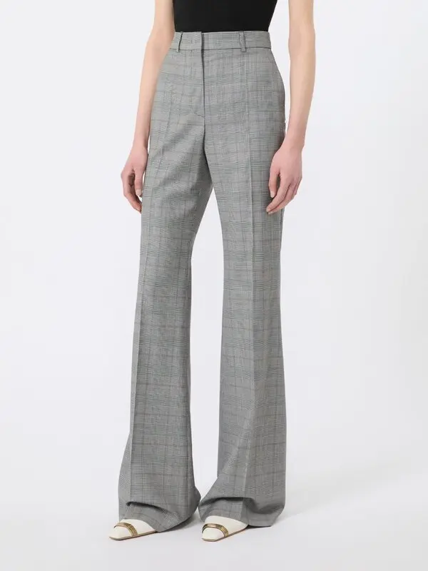 Max Mara Flared Glen Plaid Wool Trousers