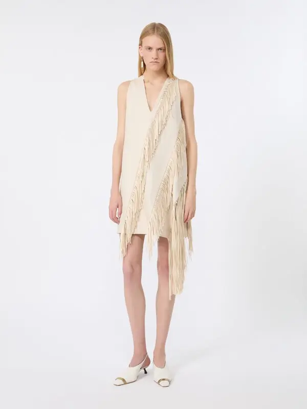 Max Mara Fringed Twill Mini Dress