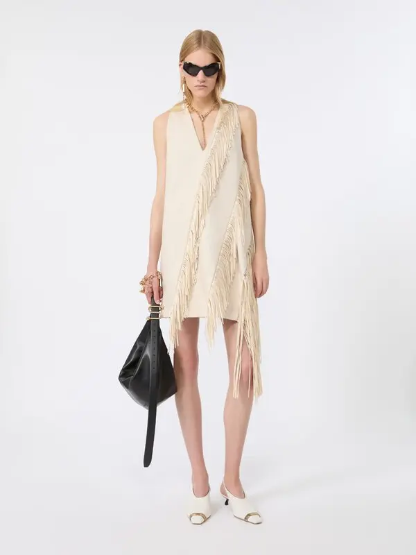 Max Mara Fringed Twill Mini Dress