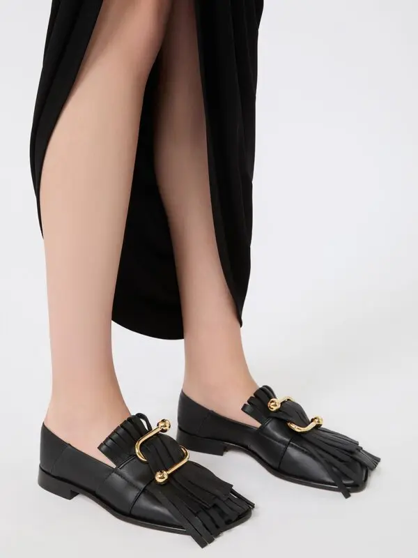 Max Mara Fringed Nappa Leather Moccasins