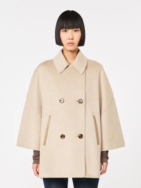 Max Mara Double-breasted Cape In Zibeline Cashmere