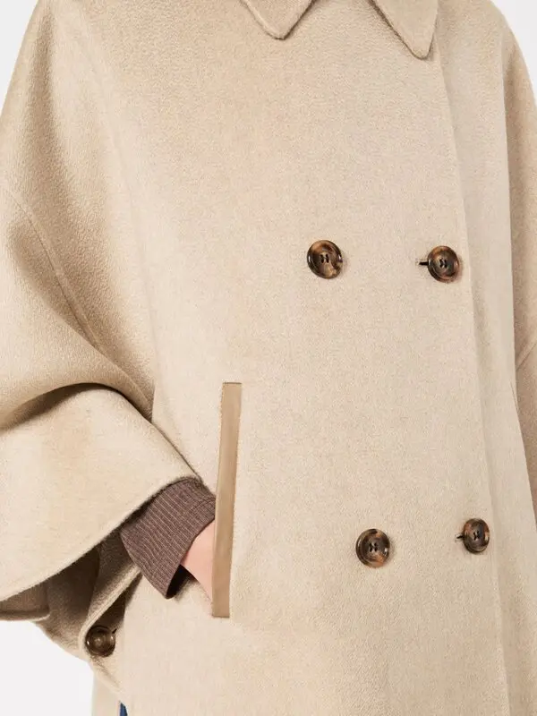 Max Mara Double-breasted Cape In Zibeline Cashmere