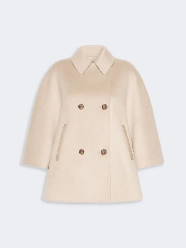 Max Mara Double-breasted Cape In Zibeline Cashmere