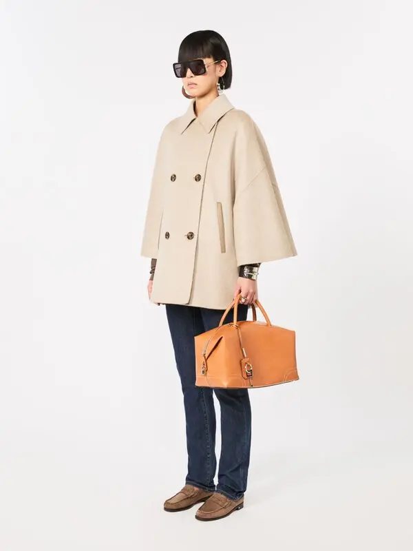 Max Mara Double-breasted Cape In Zibeline Cashmere